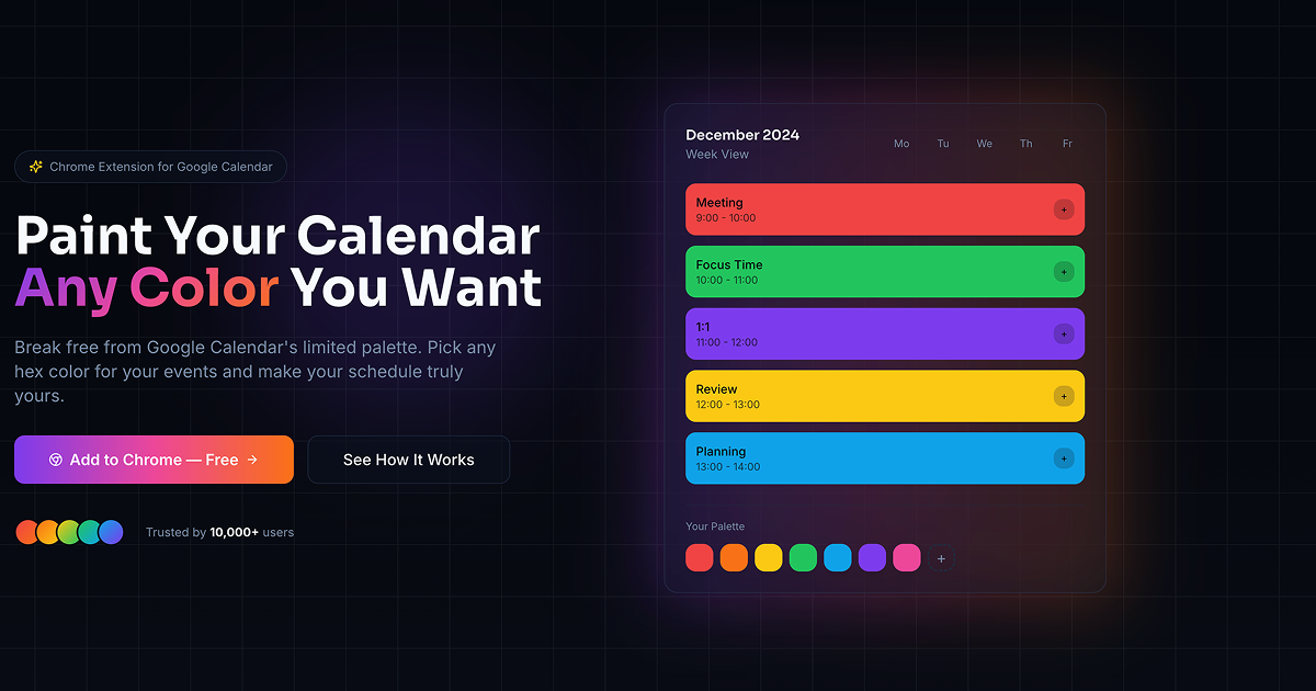 CalPalette - Add More Colors to Calendar & Customize Them